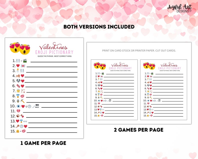 Valentines Emoji Pictionary Game / Valentine's Day Emoji - Etsy