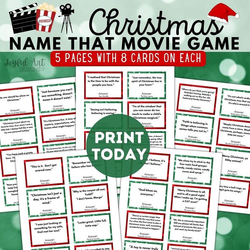 Name That Movie Christmas Game Guess the Christmas Movie - Etsy