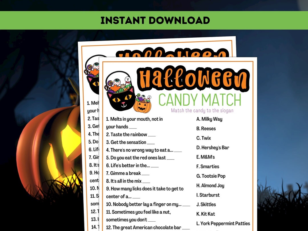 Halloween Candy Match Game: Printable Party Activity (PDF) - Etsy