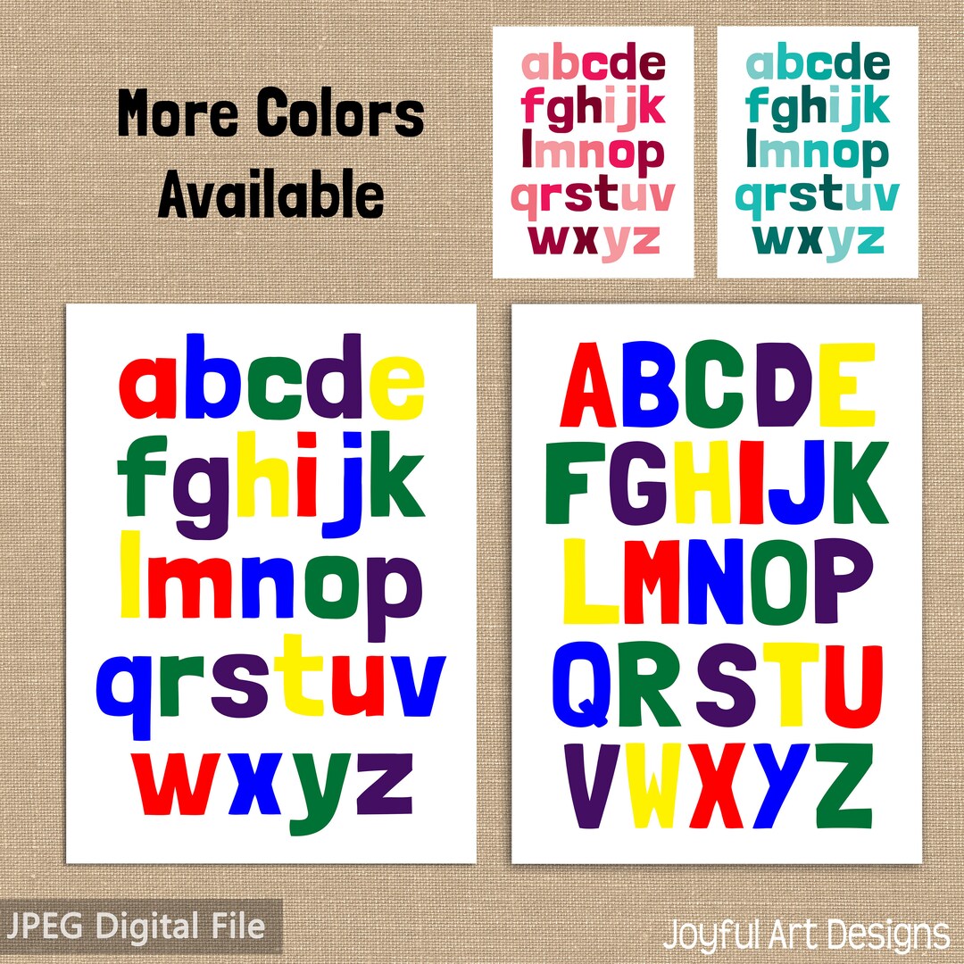 Alphabet Wall Art. Nursery Alphabet Printables. Uppercase and Lowercase ...