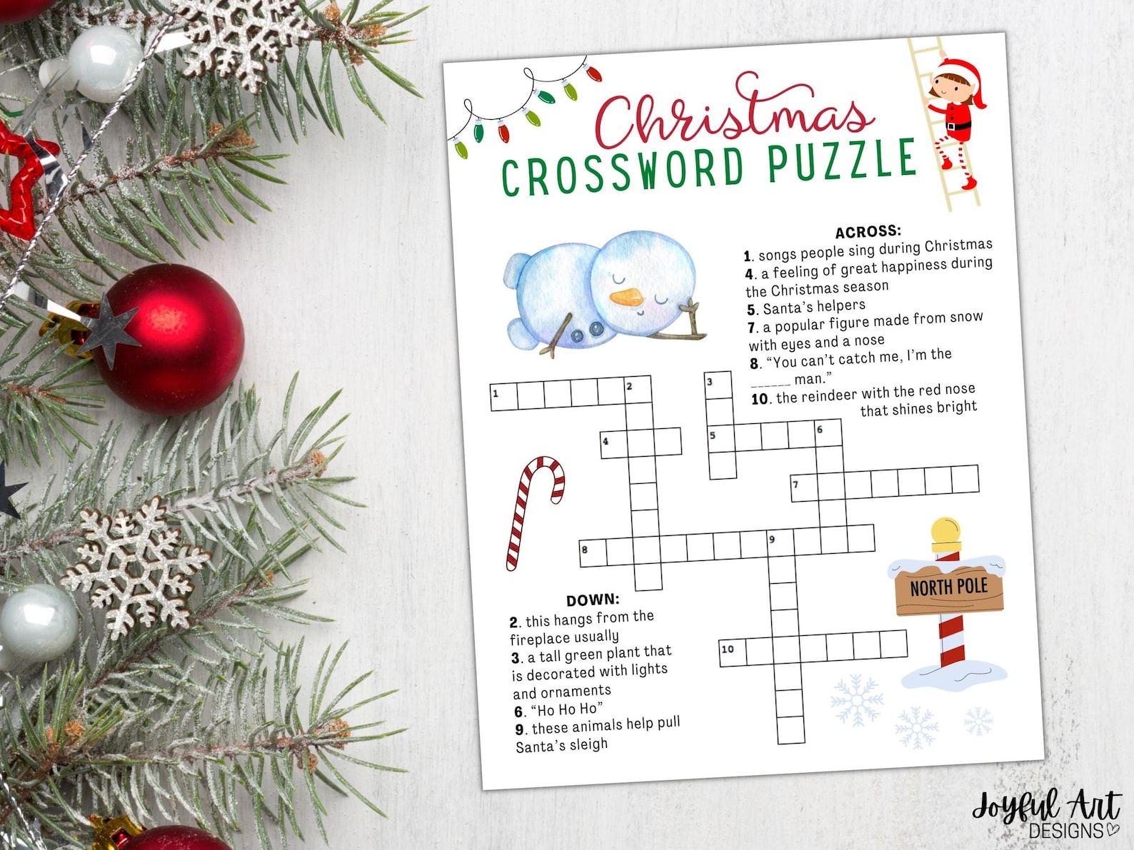 Christmas Crossword Puzzle / Christmas Game for Kids / Holiday ...