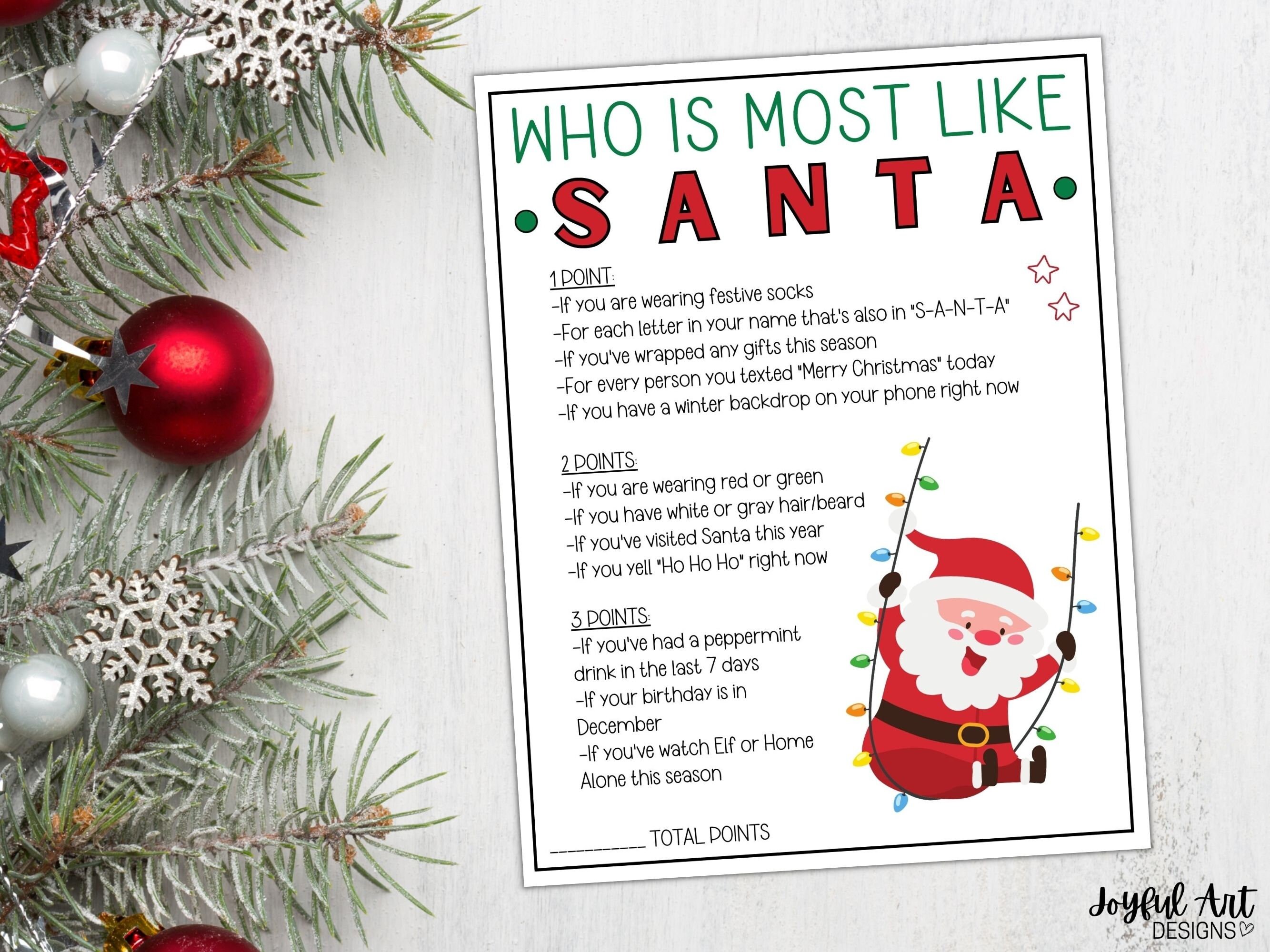 Christmas Icebreaker Game, Who is Most Like Santa, Office Christmas ...