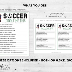 Soccer Riddles and Jokes / Printable Soccer Team Party Games / Soccer ...