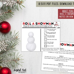 Christmas Games for Kids, Roll A Snowman Dice Game, Christmas Games for ...