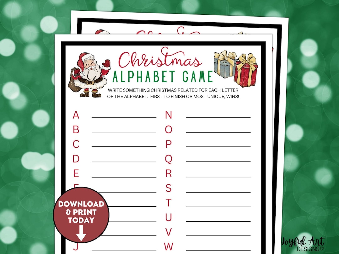 Christmas Alphabet Game / Christmas A-Z List / Christmas Party Games ...