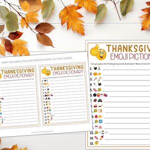 Thanksgiving Emoji Pictionary Game / Thanksgiving Printable Games ...