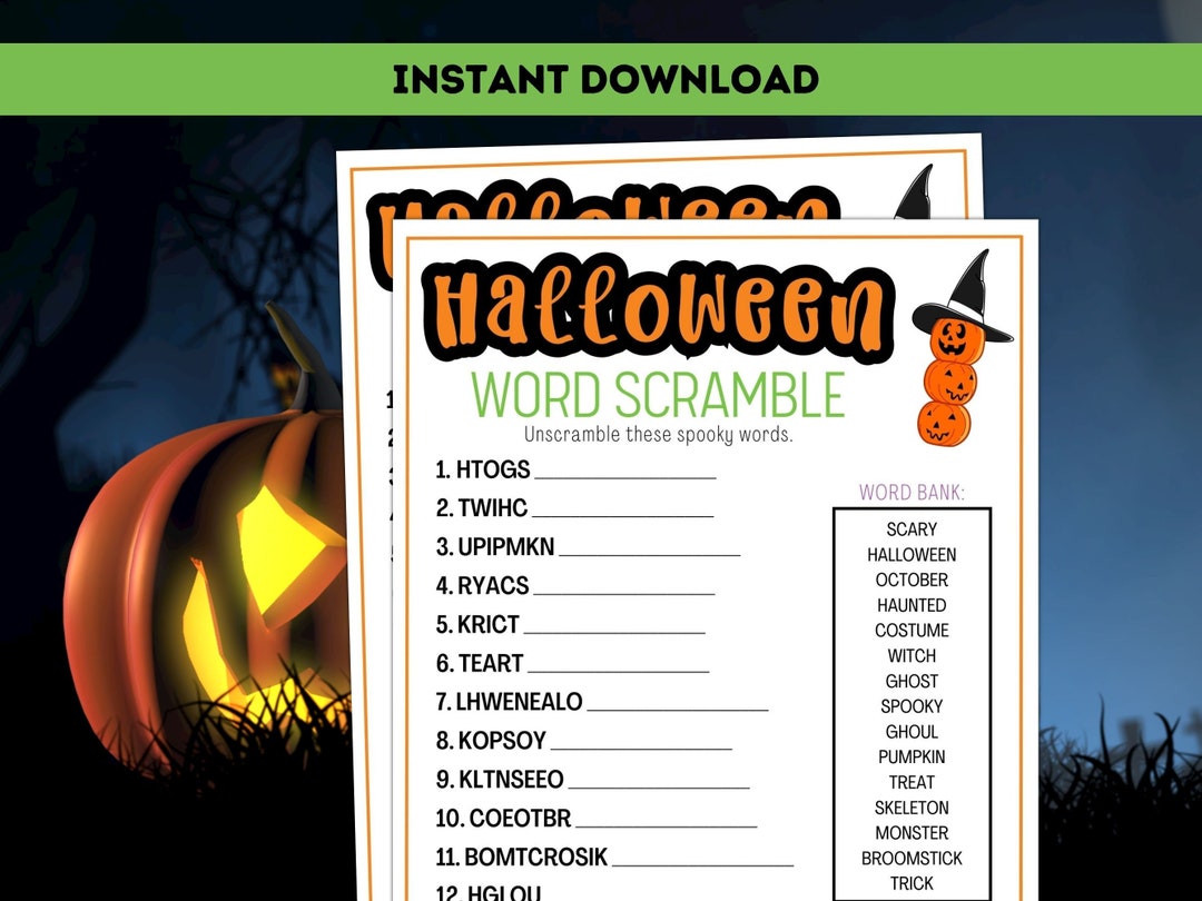 Halloween Word Scramble Game / Halloween Party Games / Printable ...