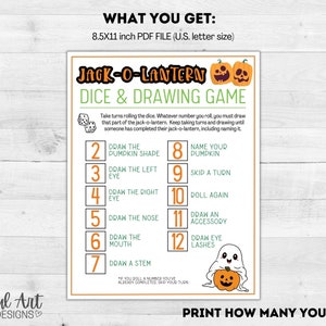 Draw a Pumpkin Dice Game / Halloween Party Games / Printable Halloween ...