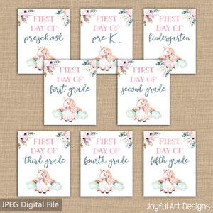 First Day of School Unicorn PRINTABLE Signs. Unicorn School Signs. All ...