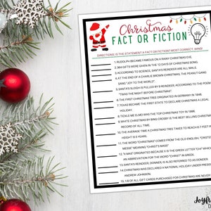 Christmas Fact or Fiction Game / Christmas Party Games / Fun Christmas ...