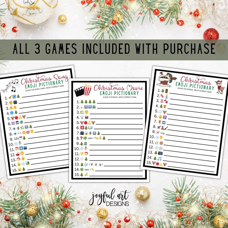 Christmas Emoji Pictionary Game Christmas Party Games Fun - Etsy