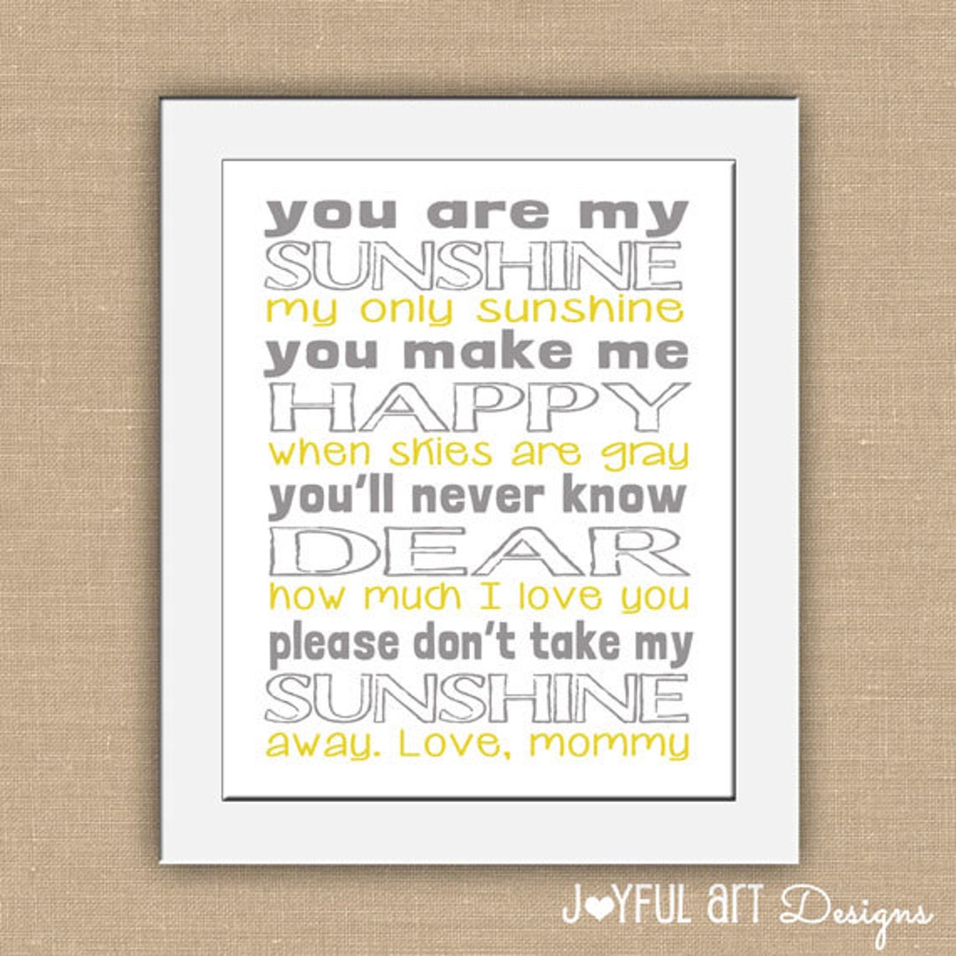 You Are My Sunshine My Only Sunshine PRINTABLE. Children Subway Art ...
