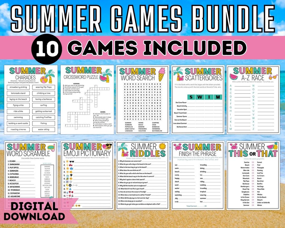 Summer Game BUNDLE / Summer Party Games / Printable Summertime Games ...