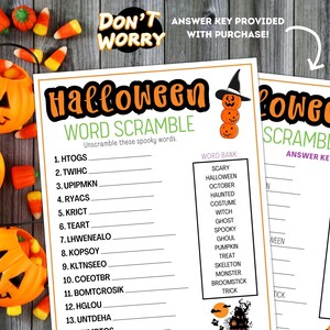 Halloween Word Scramble Game / Halloween Party Games / Printable ...