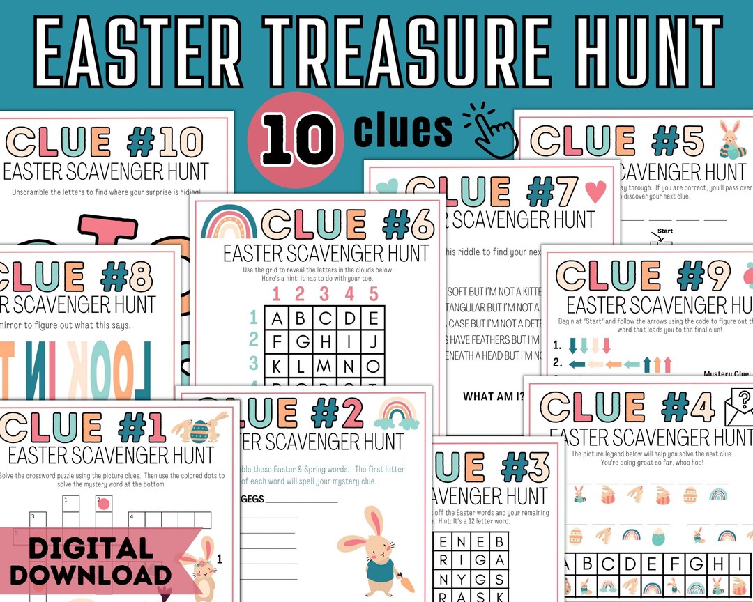 Easter Treasure Hunt / Easter Egg Treasure Hunt / Indoor Scavenger Hunt ...