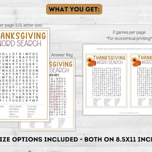 Thanksgiving Word Search / Thanksgiving Printable Games / Kids Table ...