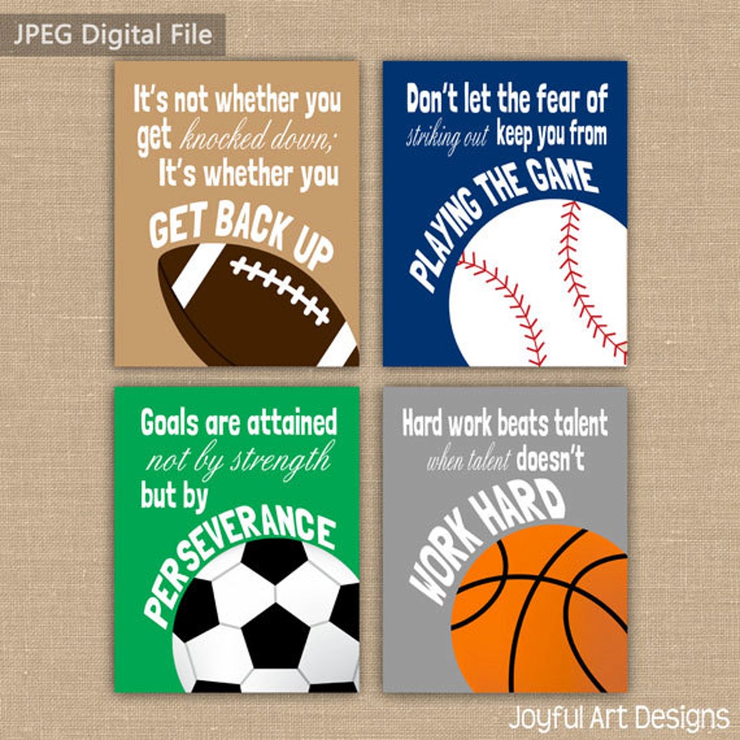Set of 4 Motivating Sports Quotes PRINTABLE Signs. Football Soccer ...