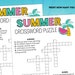 Crossword Summer Game / Summer Party Game / Printable Summertime Game ...