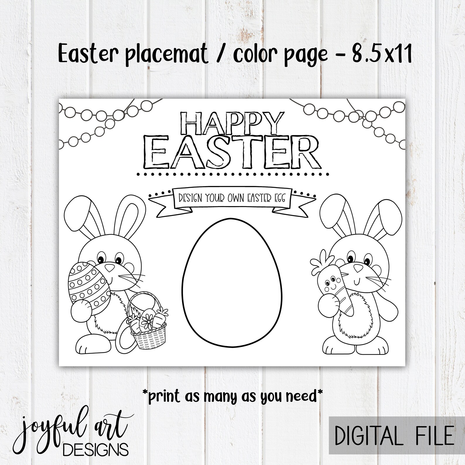 Printable Easter Placemat Easter Table Decor Easter Place - Etsy