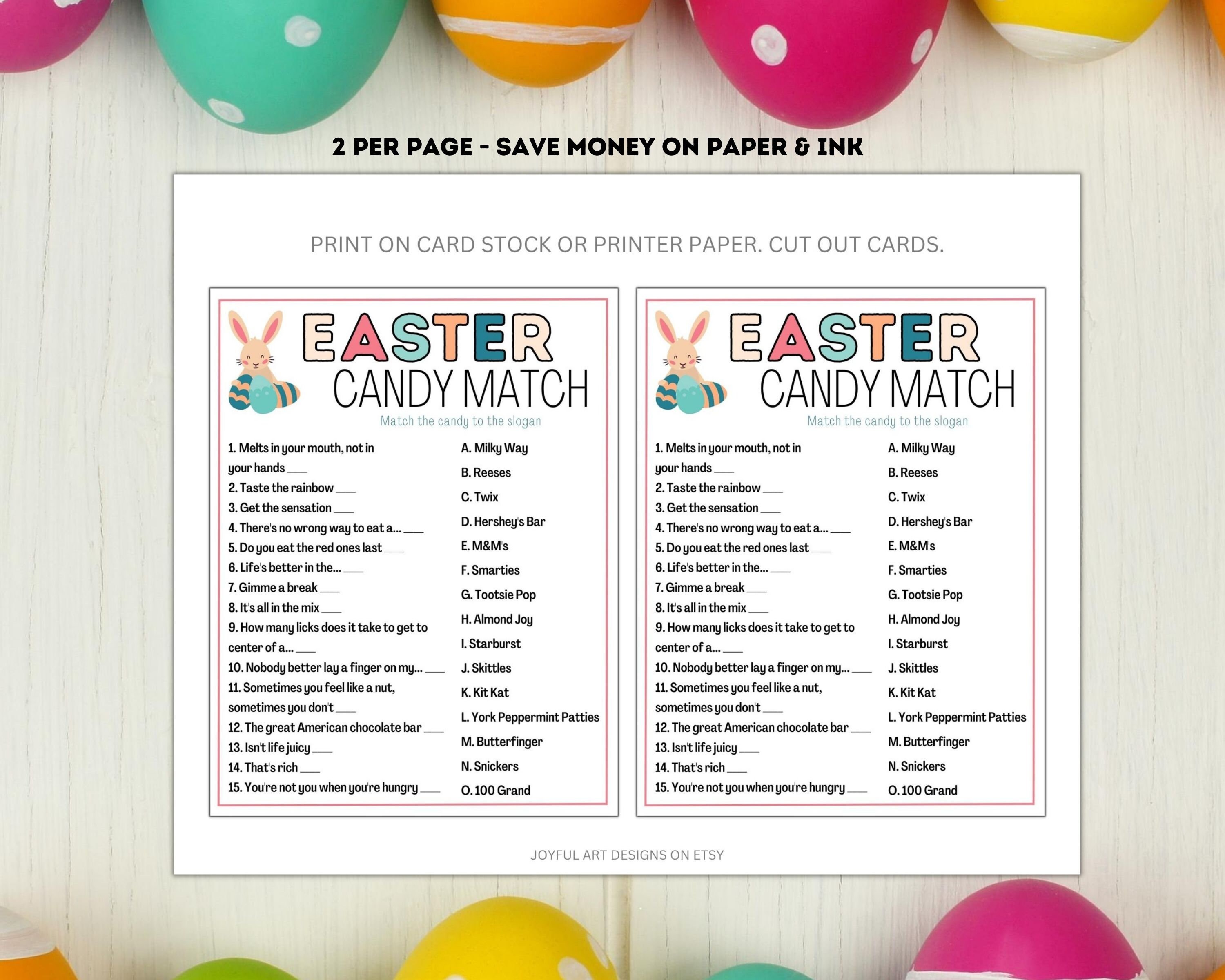 Easter Candy Match Game / Easter Party Games / Printable Easter Games ...