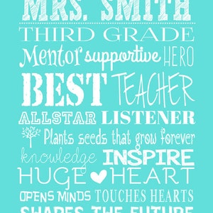 Teacher Subway Art PRINTABLE. Custom Teacher Name Custom Colors ...