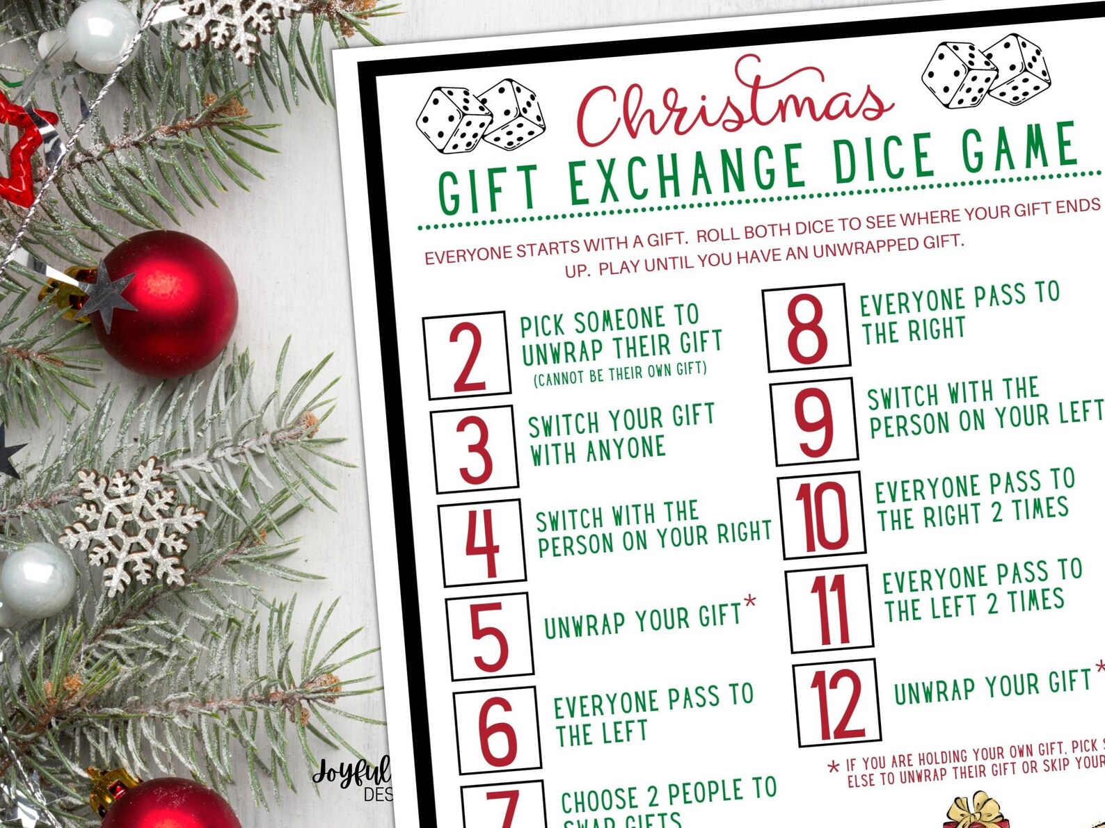 Christmas Gift Exchange Dice Game / Roll the Dice Holiday Gift Exchange ...