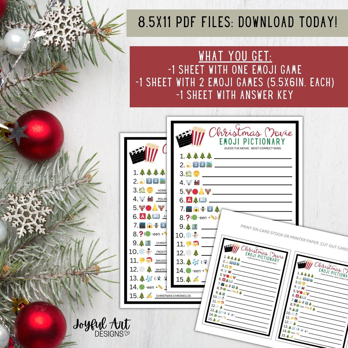 Christmas Movie Emoji Pictionary Game, Christmas Party Games, Fun ...