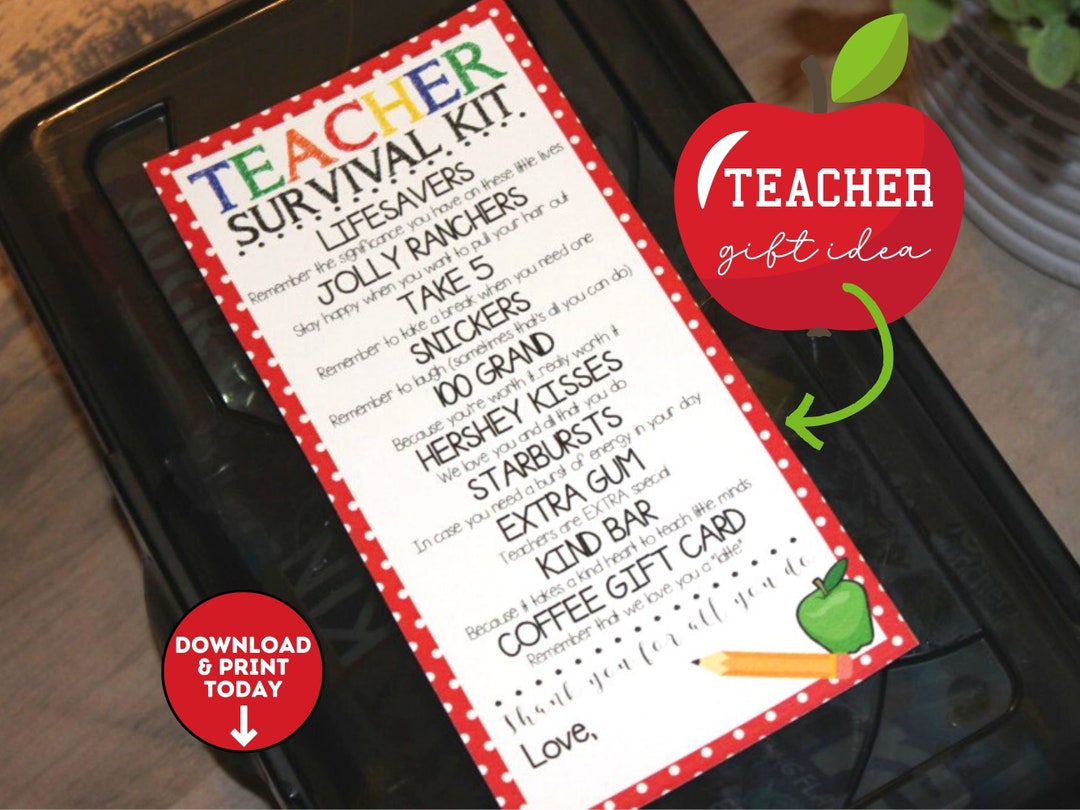 Back to School Teacher Gift / Teacher Survival Kit / Candy Gift Tag ...