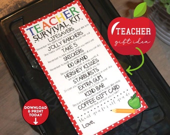Teacher Survival Kit Printable - Etsy