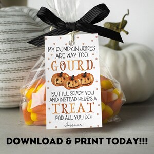 Funny Thanksgiving Treat Tag / Fall Treat Tag / Pumpkin Bread Tag ...