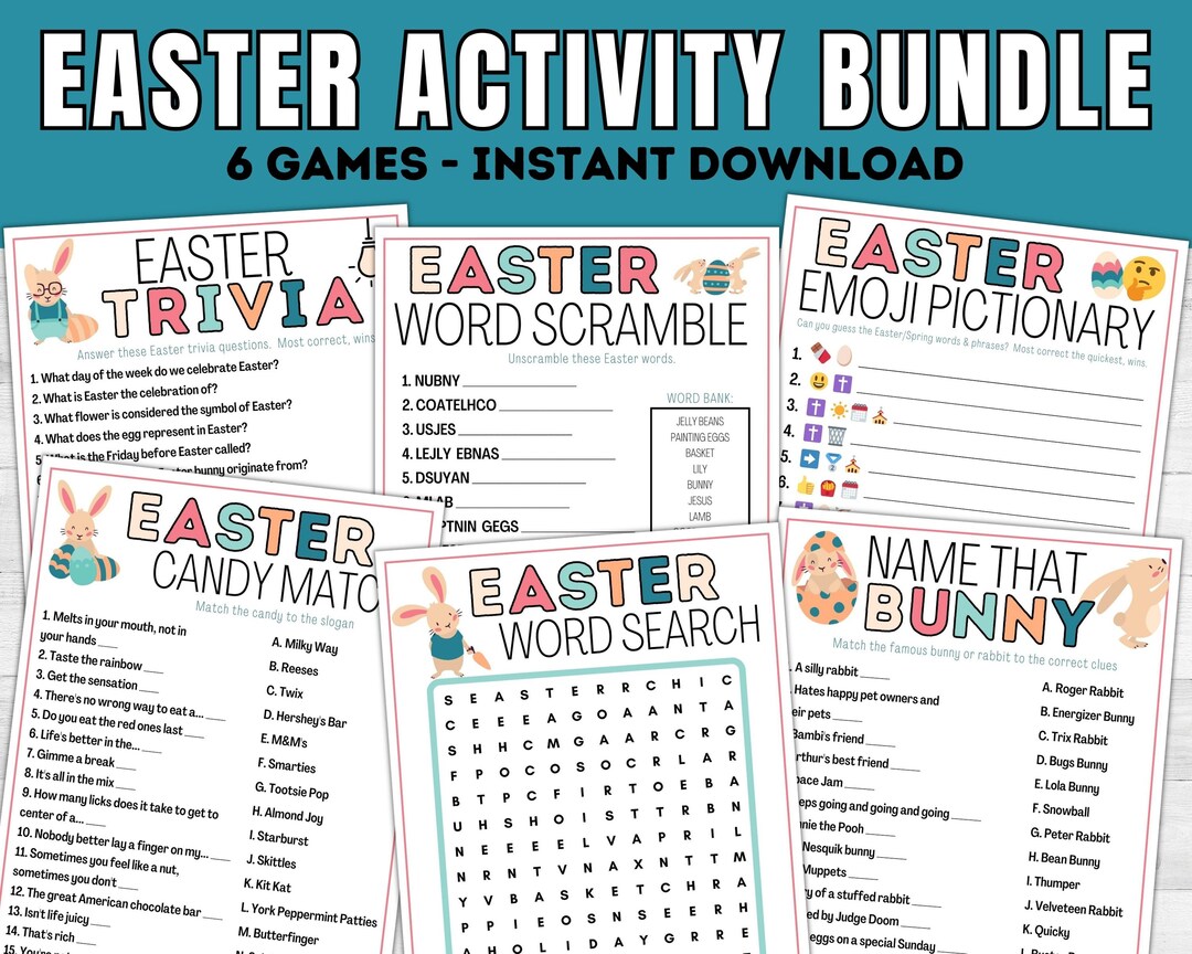 Easter Printable Games / Easter Games Bundle / Easter Kids Games ...