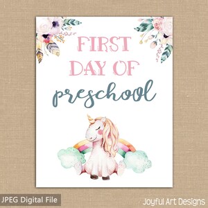 First Day of School Unicorn PRINTABLE Signs. Unicorn School Signs. All ...