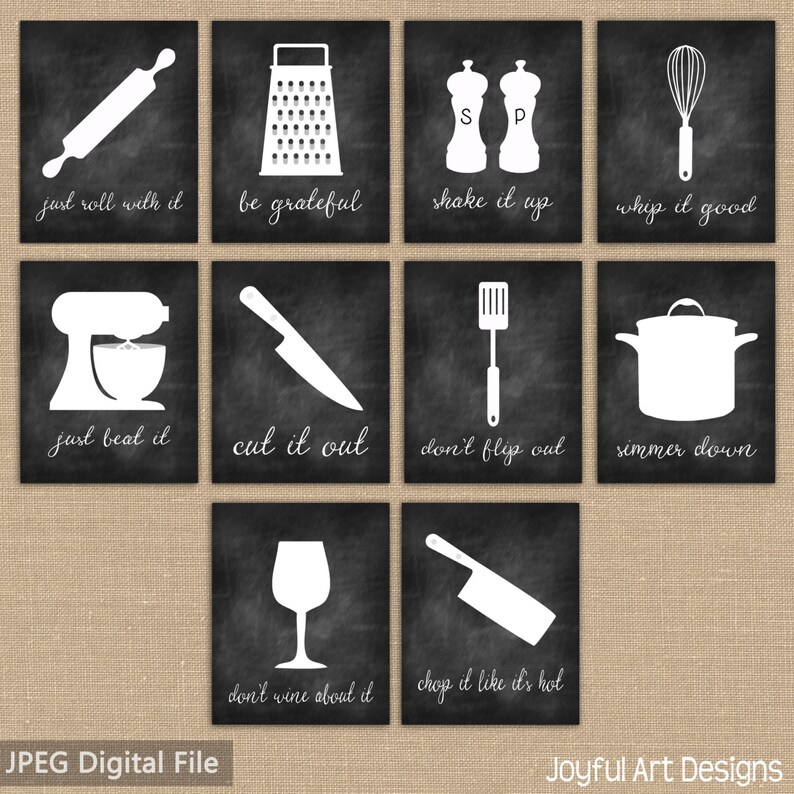 Kitchen Decor PRINTABLE Signs. Set of Chalkboard Kitchen - Etsy