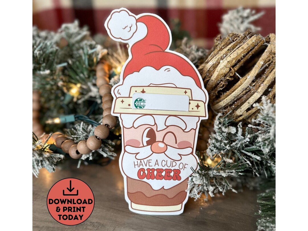 Santa Holiday Coffee Gift Card Holder Printable / Christmas Coffee Gift ...