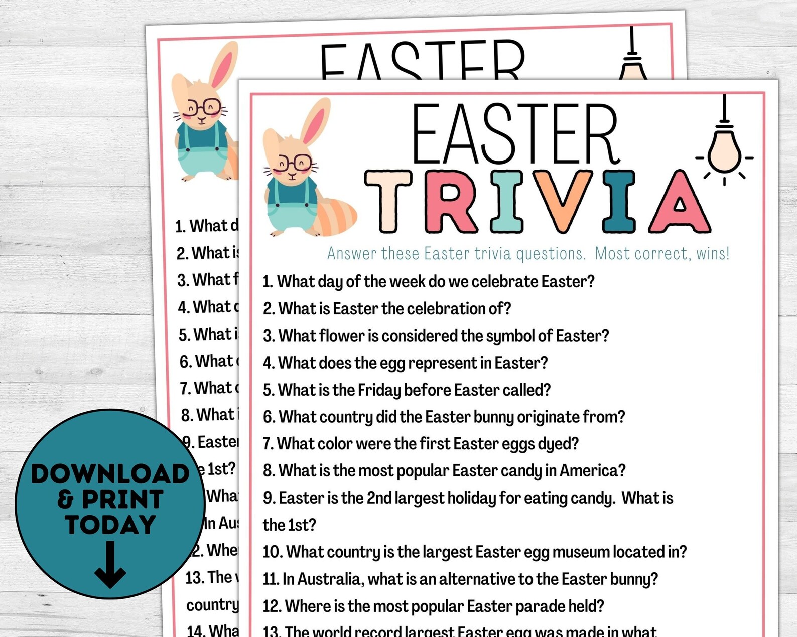 Easter Trivia / Printable Easter Games / Easter Activities for Kids and ...