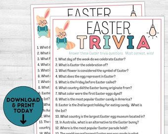 Easter Trivia Printable Easter Game Easter Activity for Kids and Adults ...
