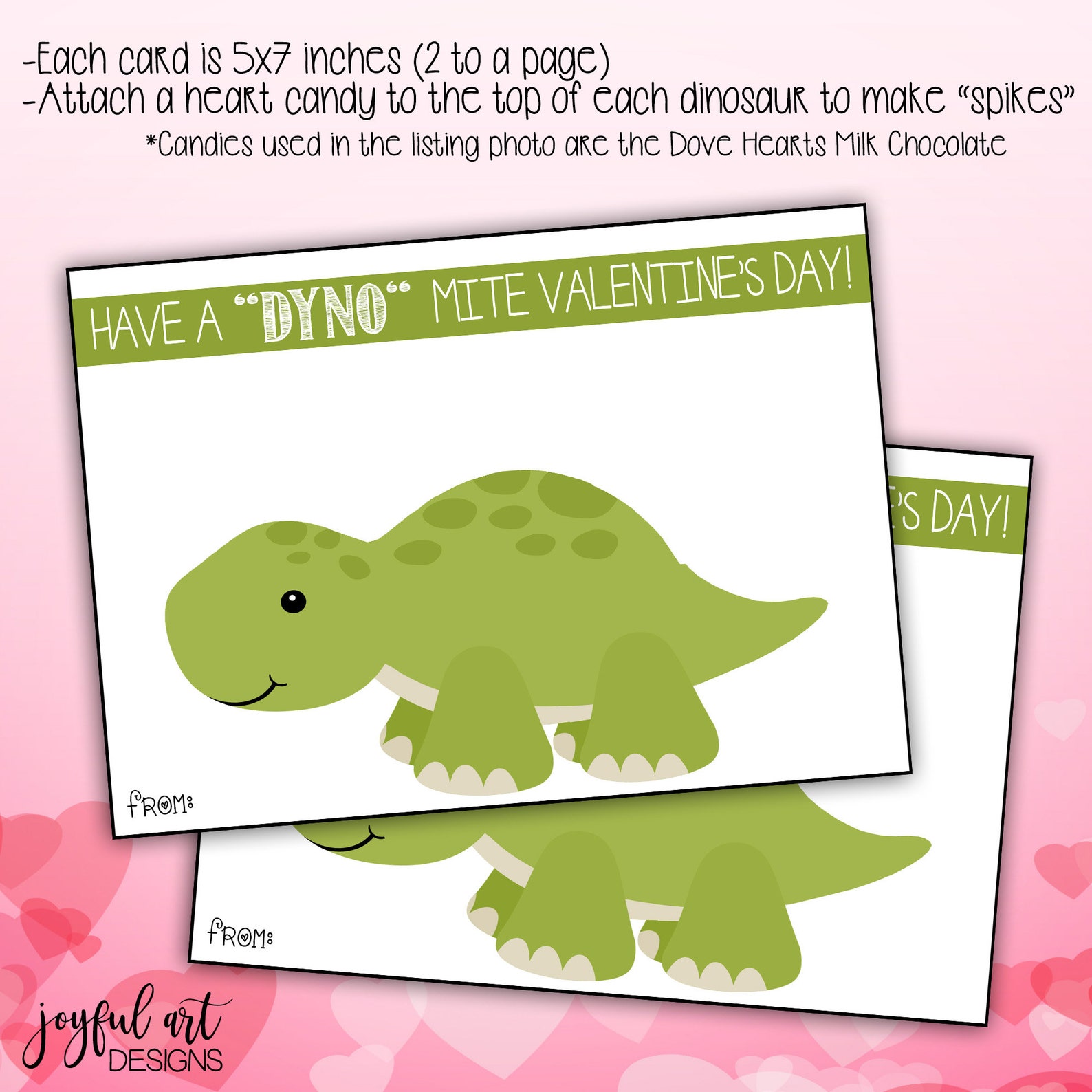 Dinosaur Valentine Cards / Classroom Valentines / | Etsy