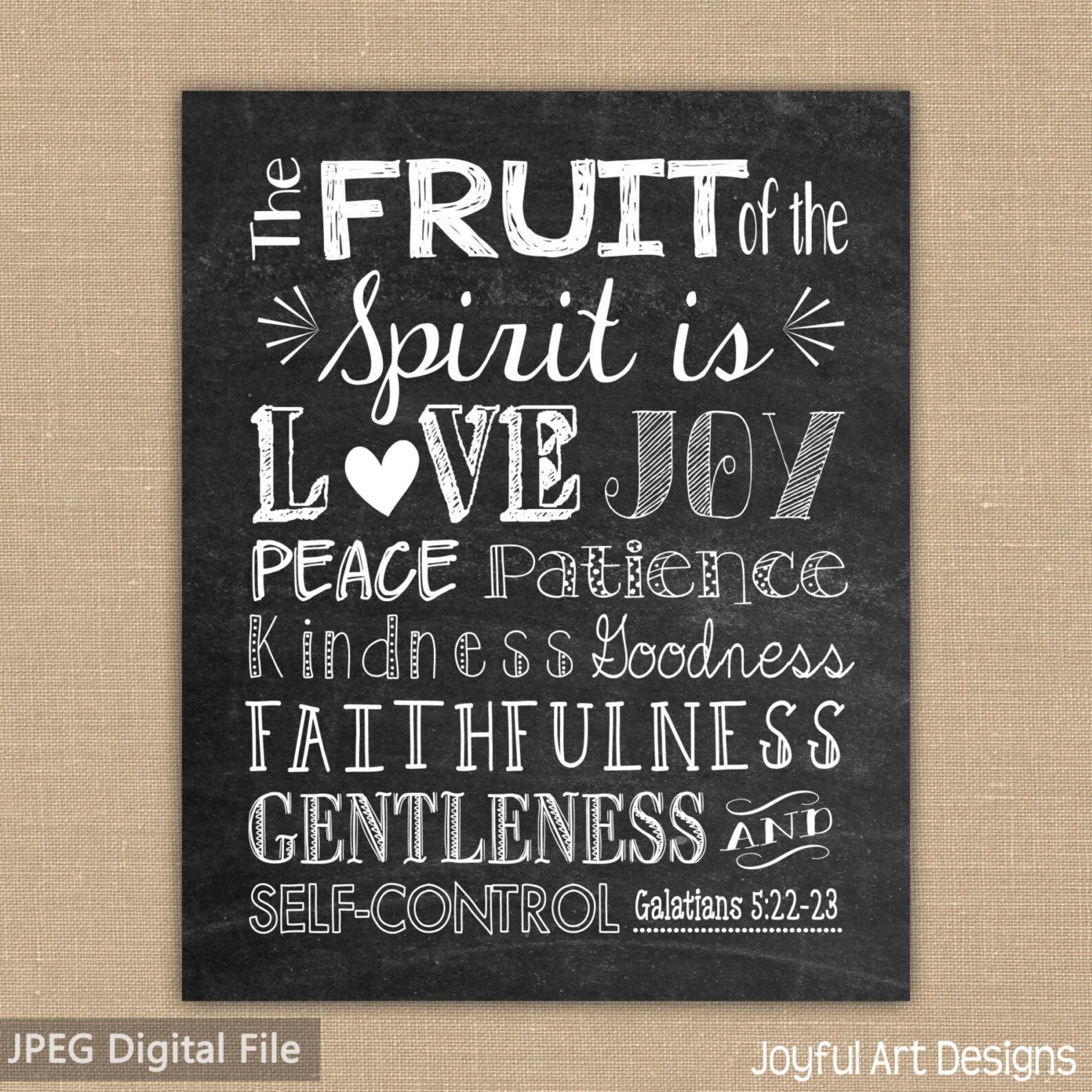 Fruit of the Spirit Chalkboard Subway Art PRINTABLE Sign. Chalkboard ...