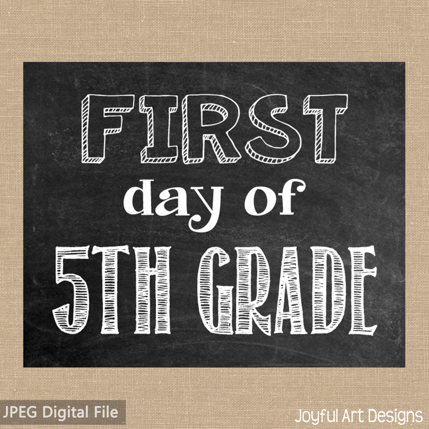 First Day of 5th Grade Chalkboard PRINTABLE Sign. Last Day of 5th Grade ...
