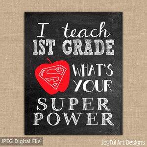 I Teach What's Your Superpower PRINTABLE Chalkboard Sign Teacher ...