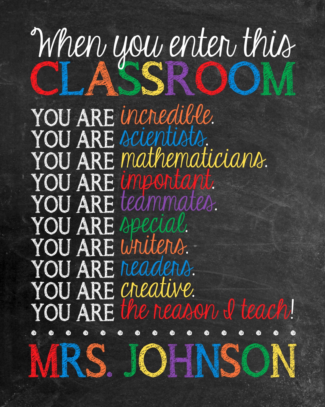 When You Enter This Classroom You Are PRINTABLE. Chalkboard - Etsy