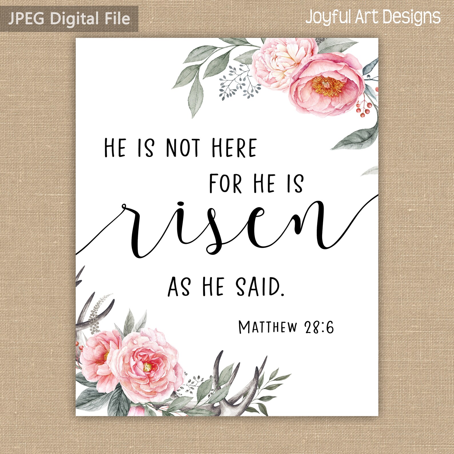 Matthew 28:6 Scripture Art. He is Not Here for He is Risen as - Etsy