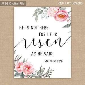 Matthew 28:6 Scripture Art. He is Not Here for He is Risen as He Said ...