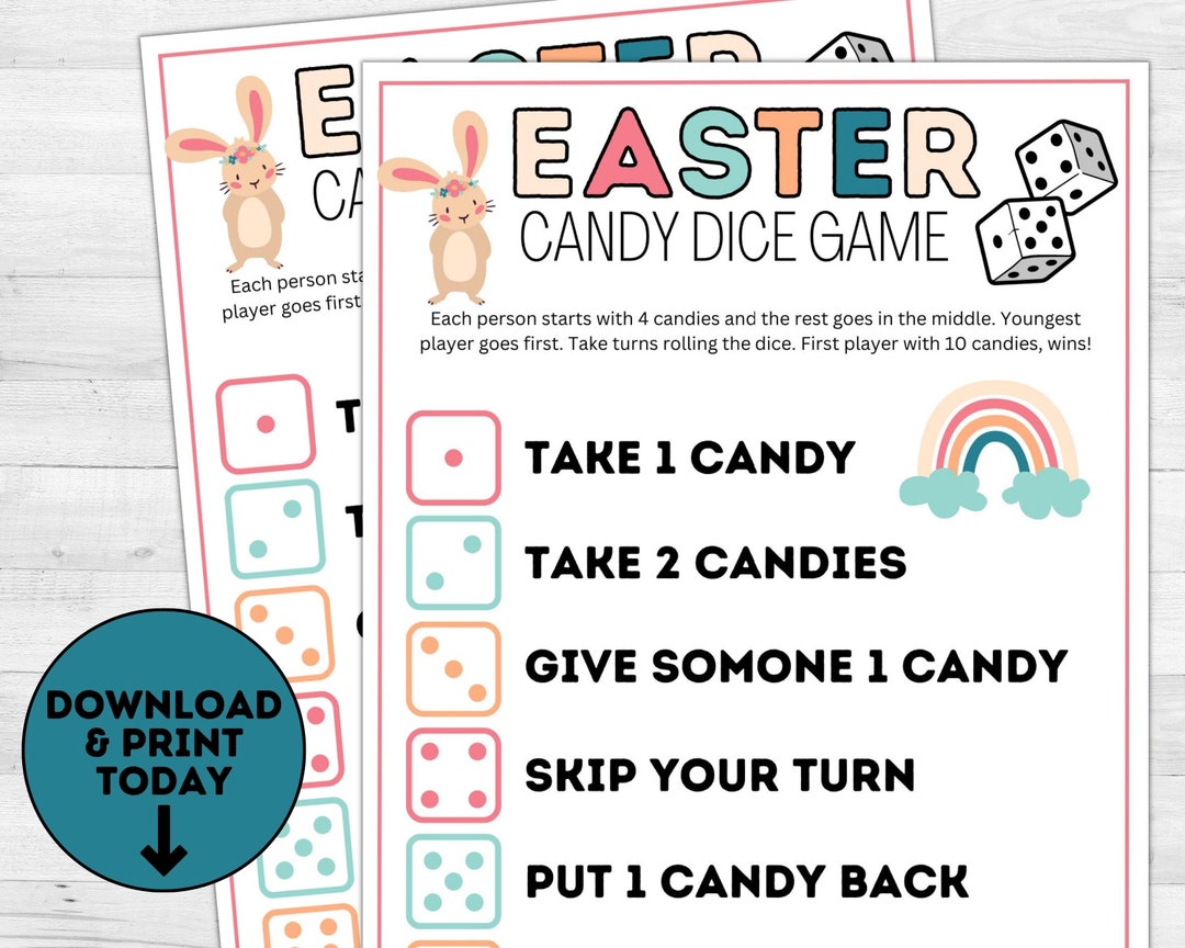 Easter Candy Dice Game / Easter Party Games / Printable Easter Games ...