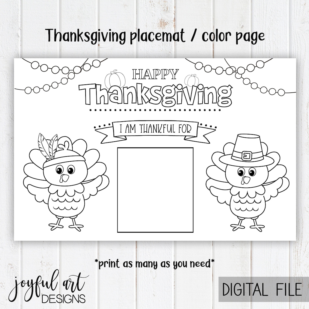 Printable Thanksgiving Placemat, Kid's Thanksgiving Placemat ...