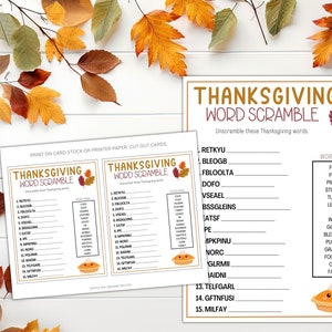 Thanksgiving Word Scramble Game / Fun Thanksgiving Games / Word ...