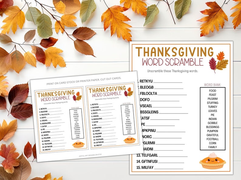 Thanksgiving Word Scramble Game / Fun Thanksgiving Games / Word ...