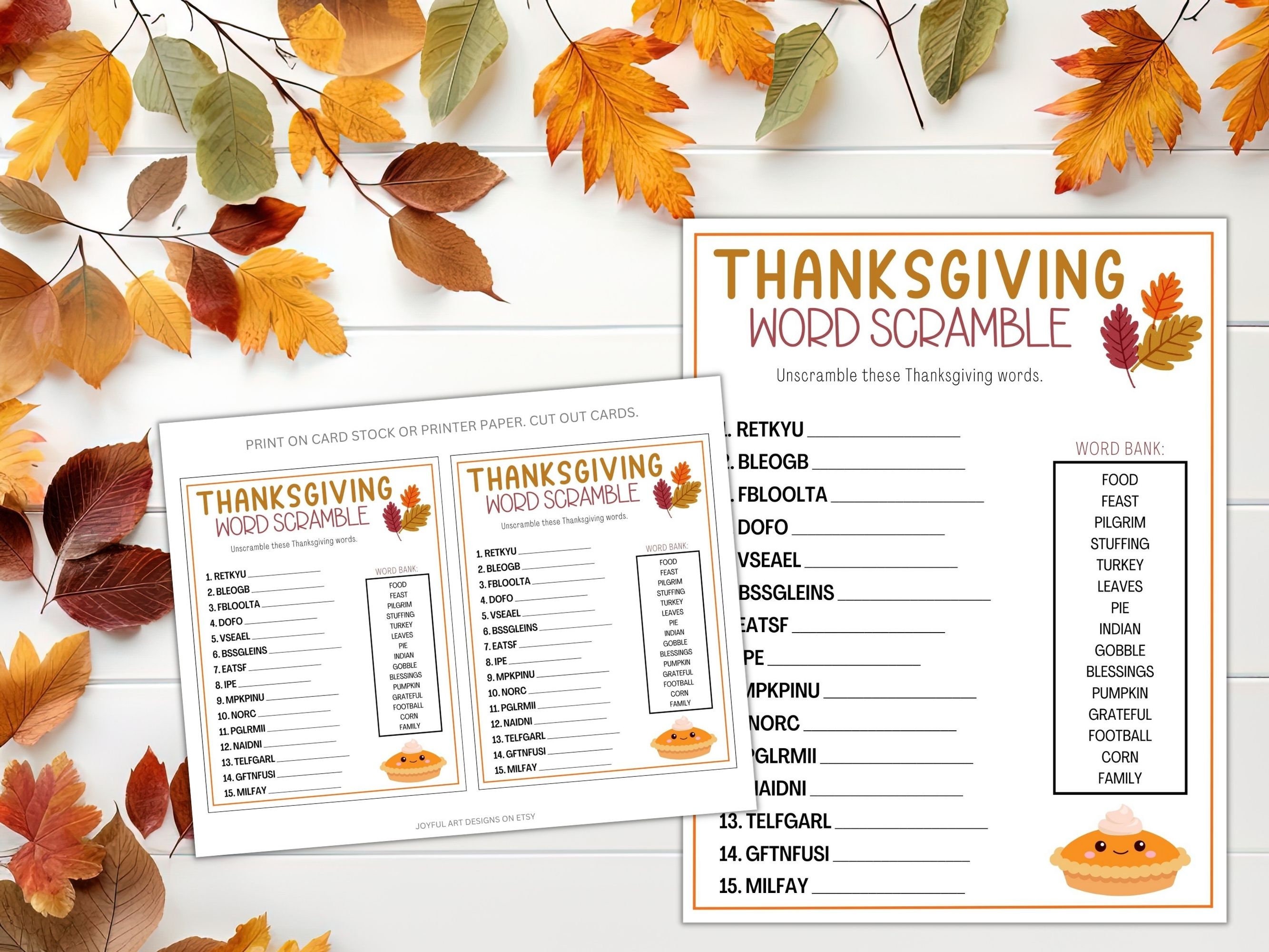 Thanksgiving Word Scramble Game / Fun Thanksgiving Games / Word ...