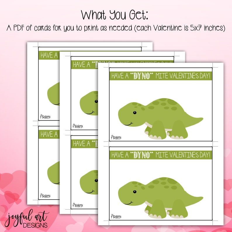 Dinosaur Valentine Cards / Classroom Valentines / - Etsy