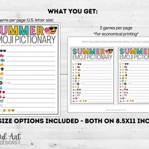 Emoji Pictionary Summer Game / Summer Party Game / Printable Summertime ...